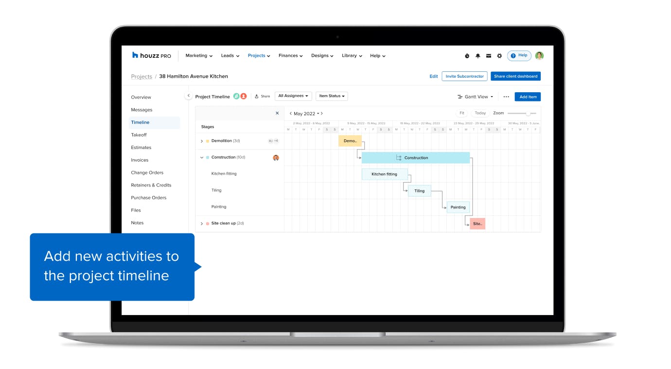 Houzz Pro Timeline Tool Keeps Projects on Track | Houzz Pro