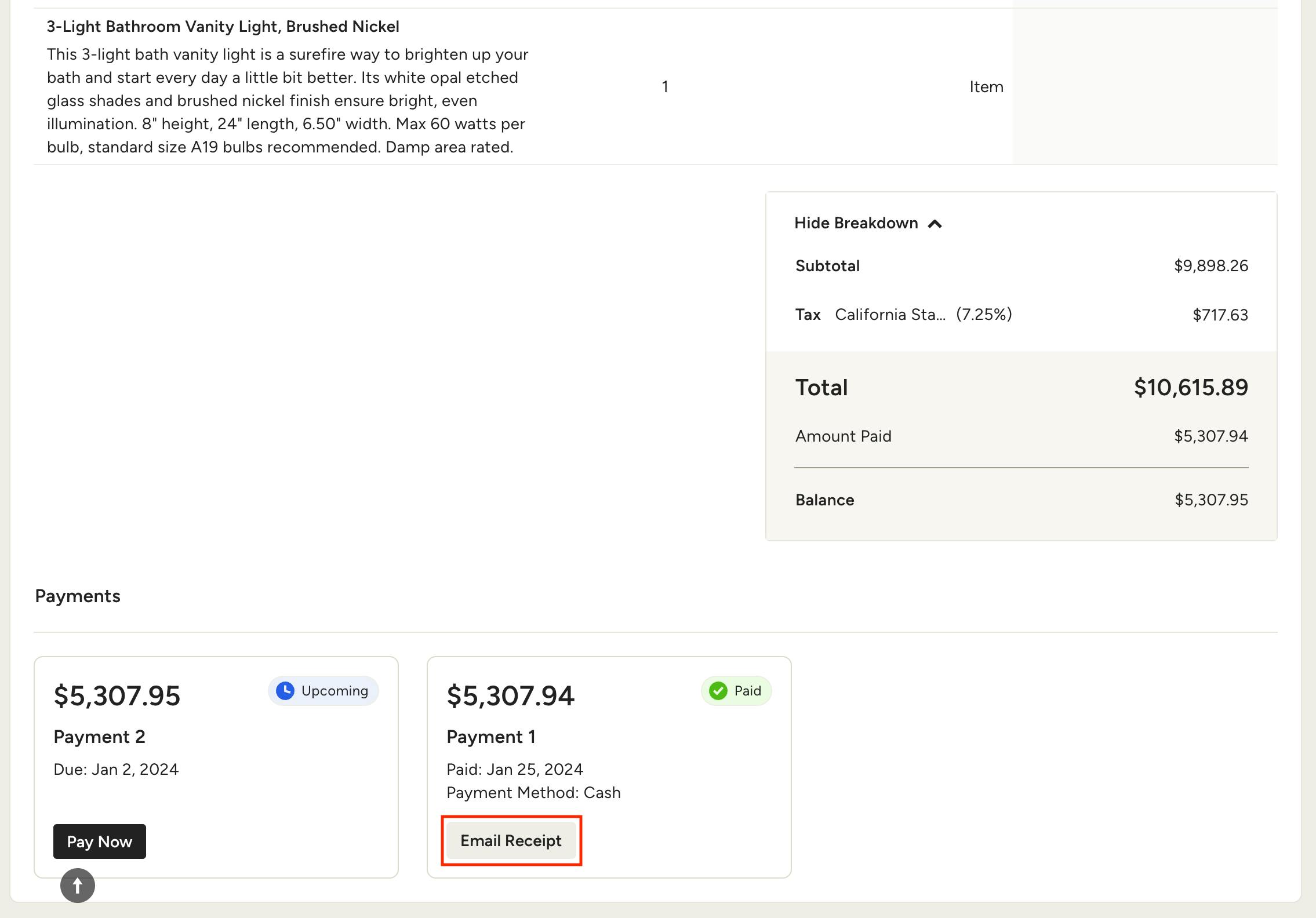 How to Send a Receipt for a Payment
