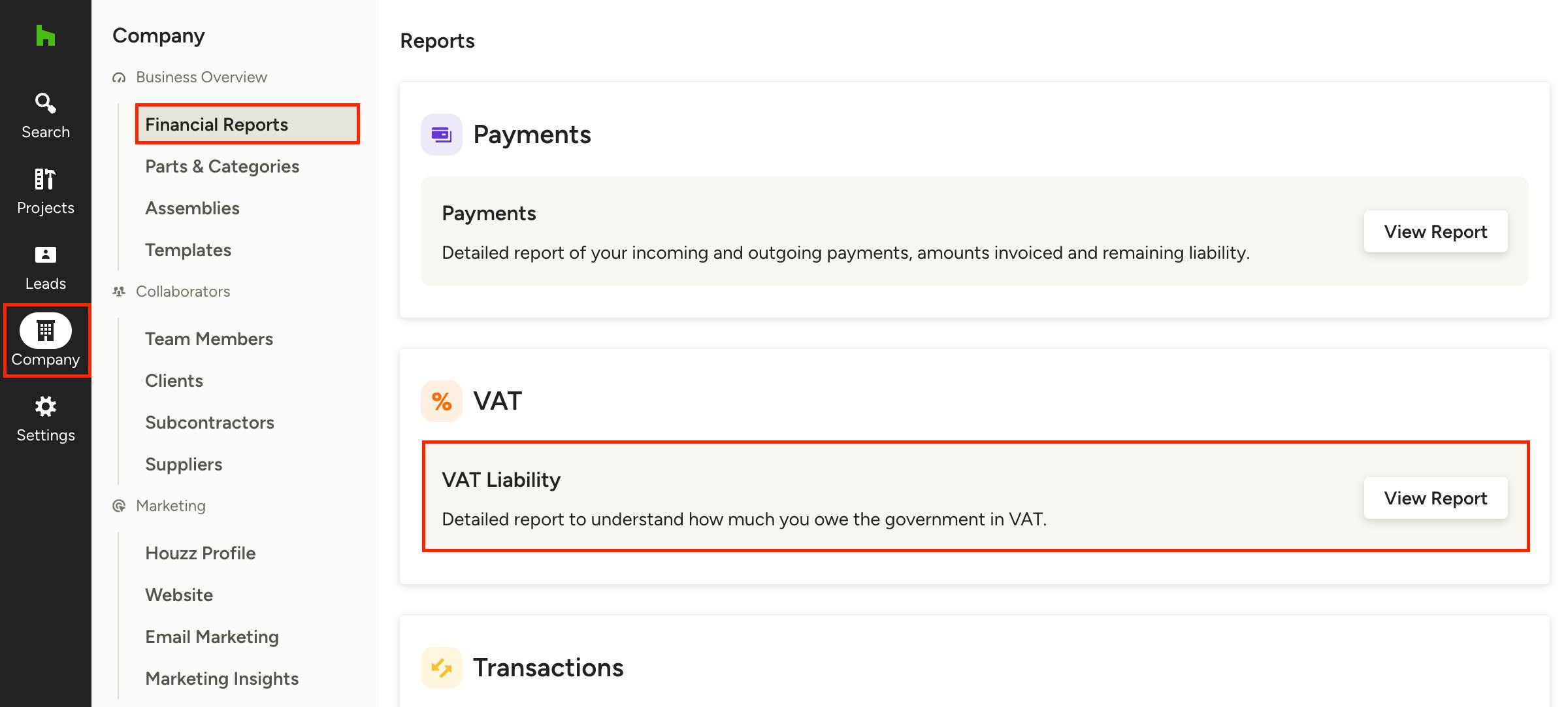 How to Generate the VAT Liability Report | Houzz Pro