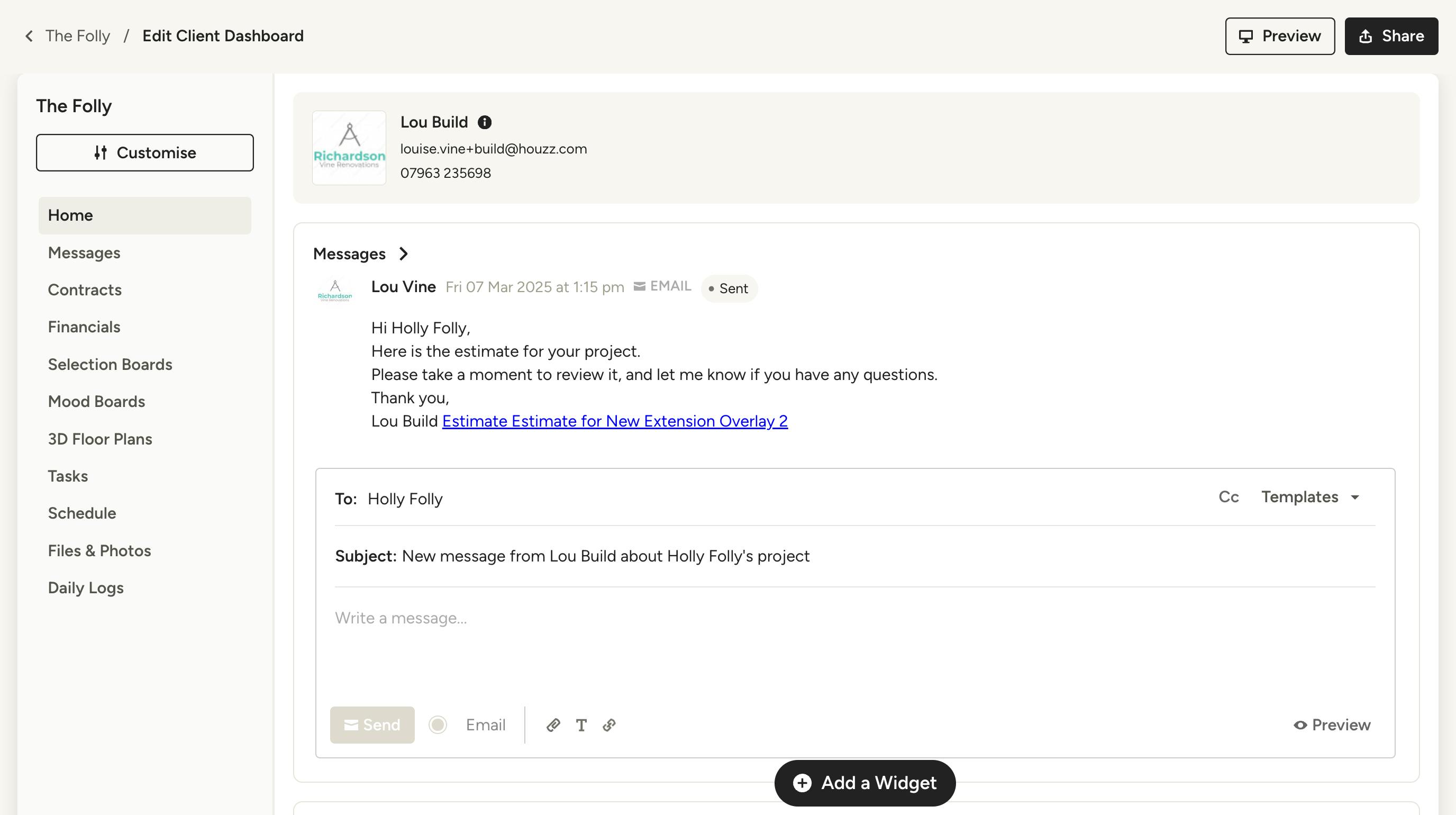 How to Customise the Client Dashboard | Houzz Pro