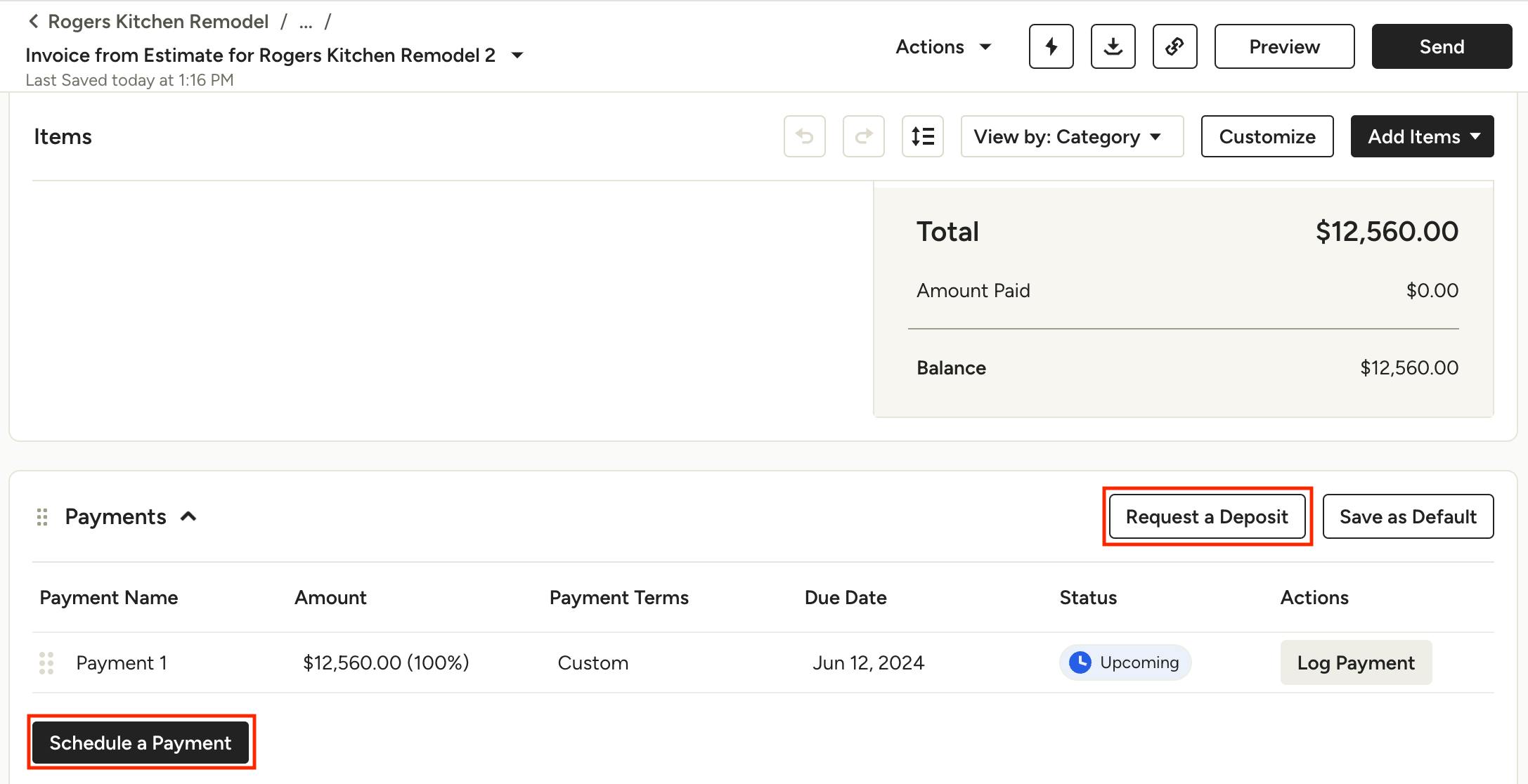 How to Create Scheduled Payments on Invoices | Houzz