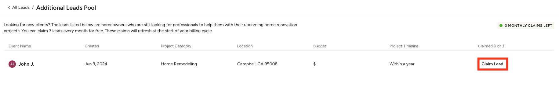 Use the Additional Leads Pool to Claim 3 More Leads a Month