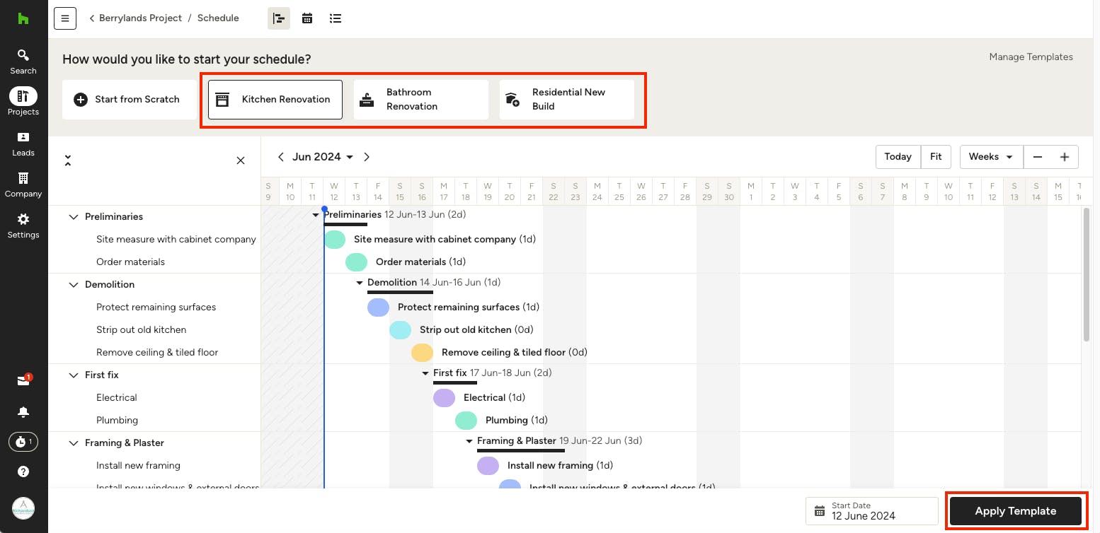 How to Use Schedule Templates | Houzz Pro
