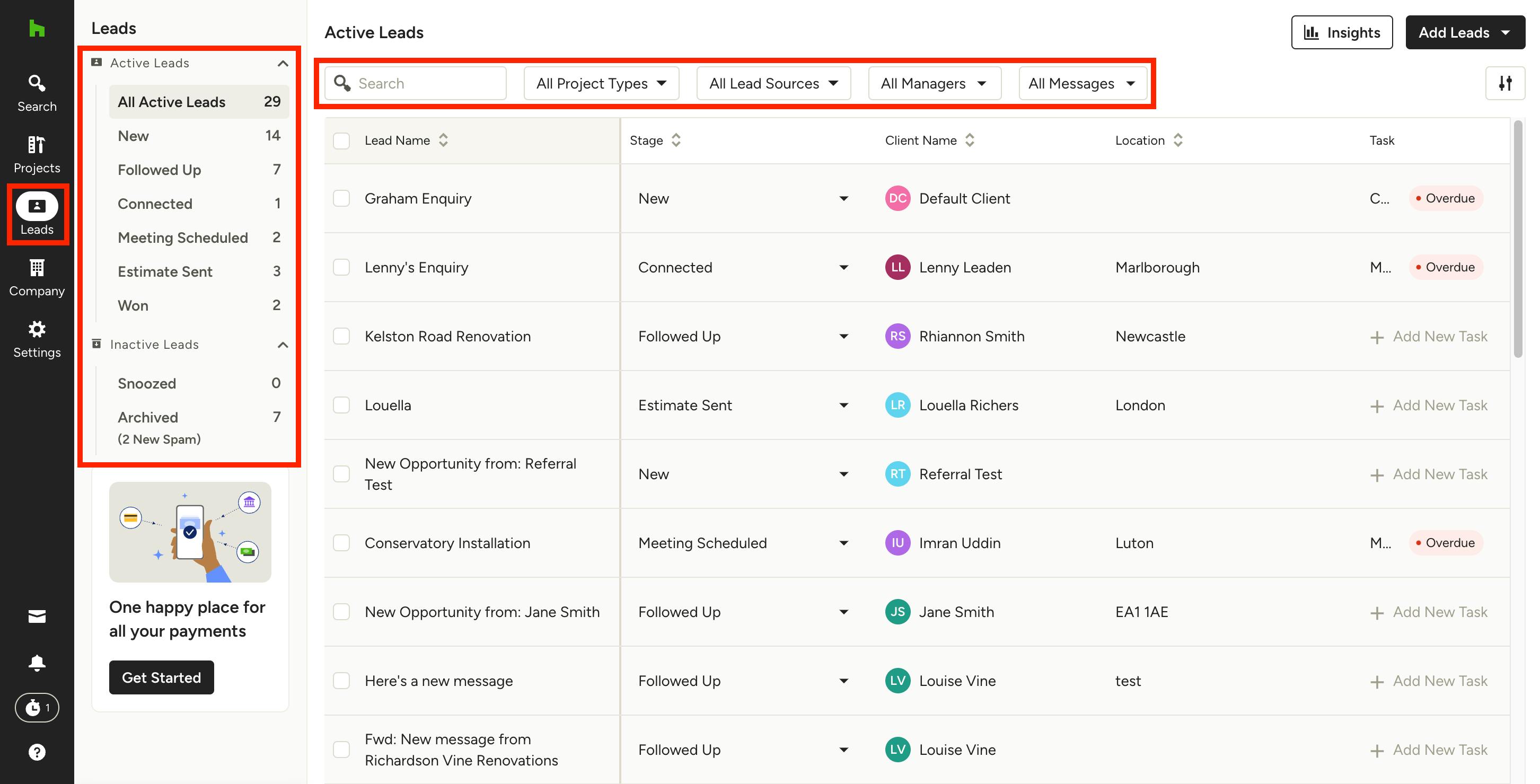 How to Customise the Lead Screen | Houzz Pro