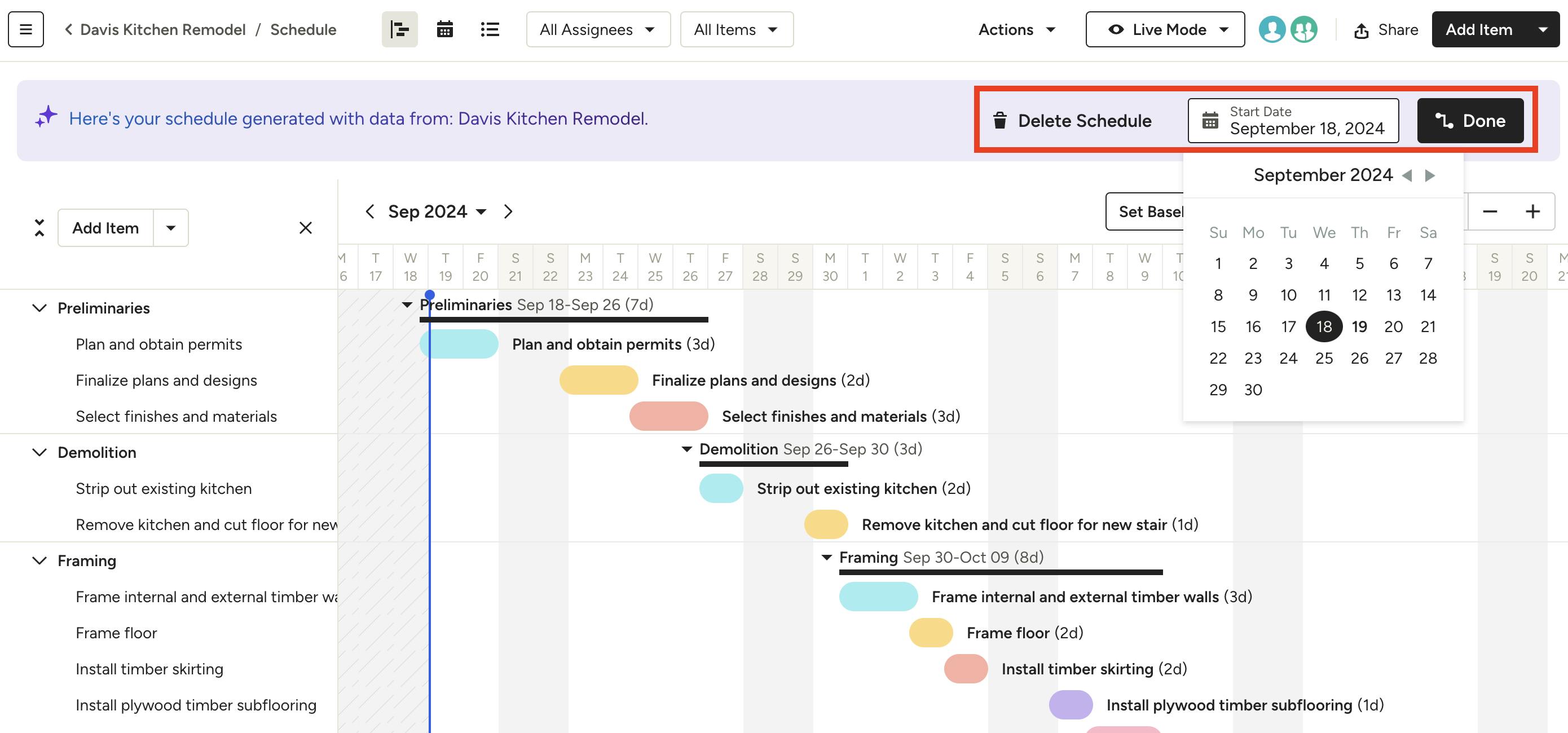 How to Use AI to Convert an Estimate to a Schedule | Houzz