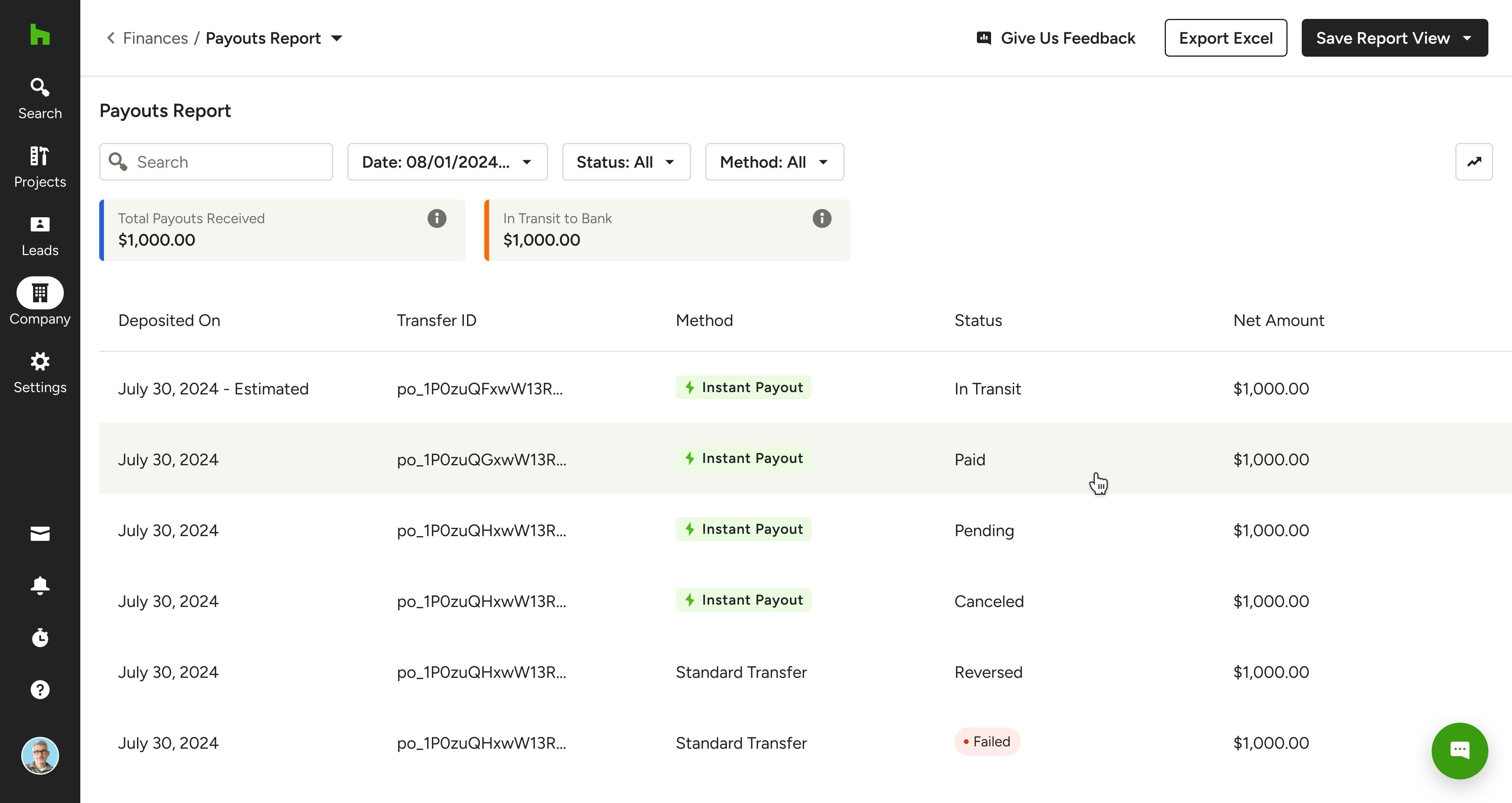 How to Track Payments with the Payouts Report | Houzz