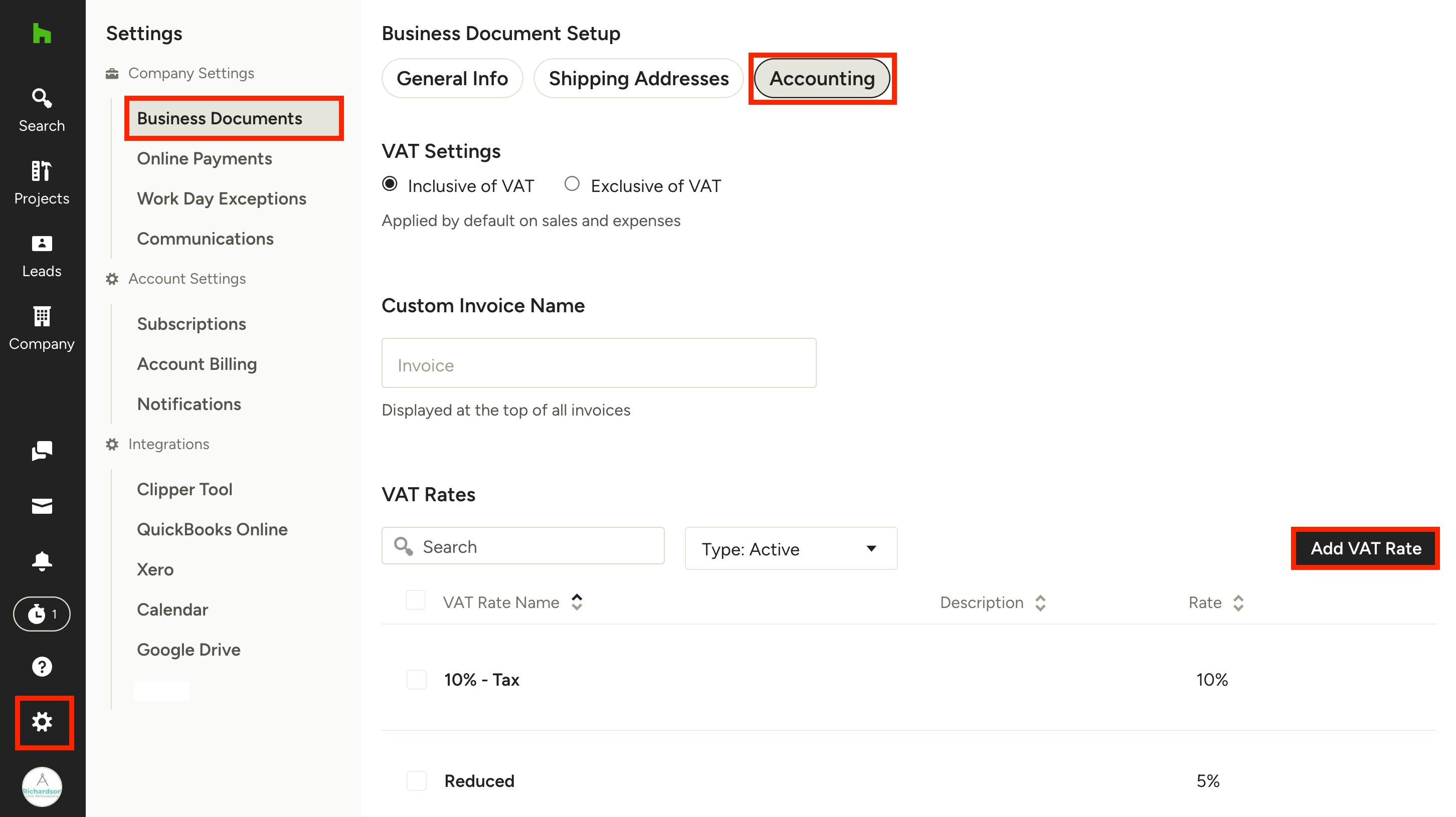 How to Set Up VAT Rates | Houzz Pro