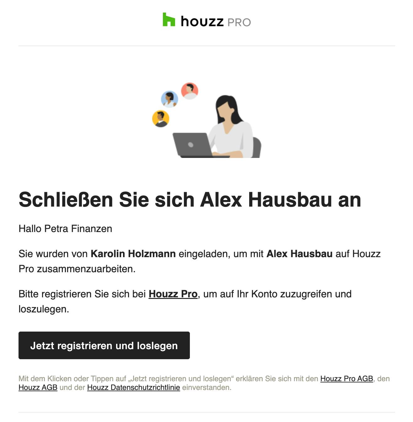 Eine Team-Einladung auf Houzz Pro annehmen | Houzz Pro