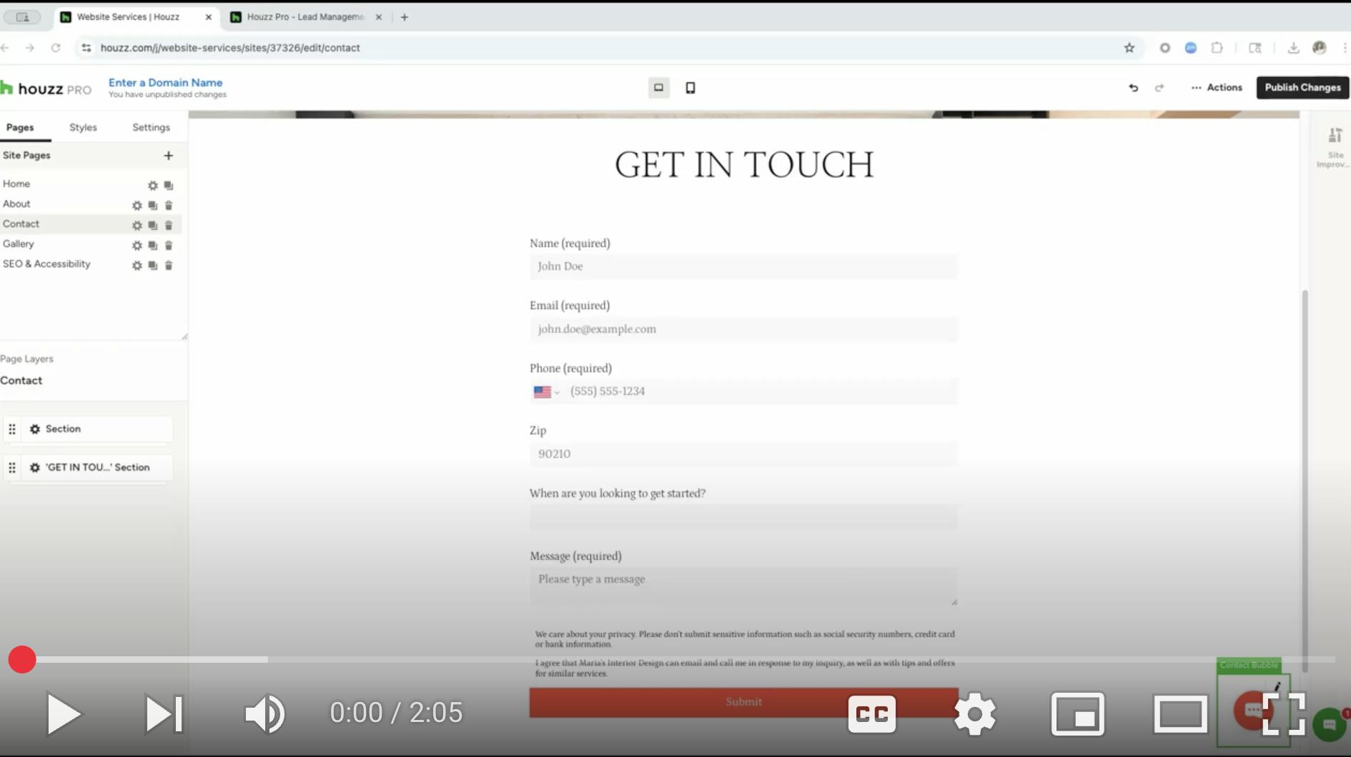 How to Edit the Contact Form on Your Houzz Website