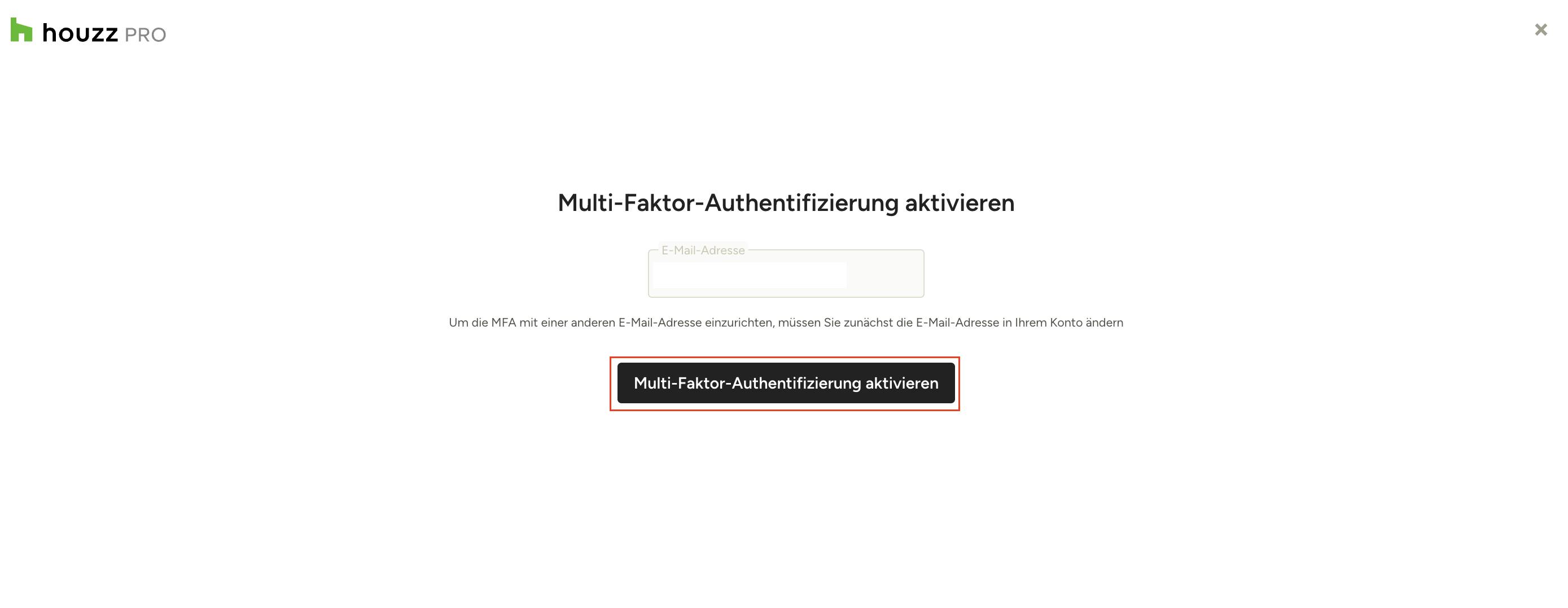 Multi-Faktor-Authentifizierung einrichten | Houzz Pro