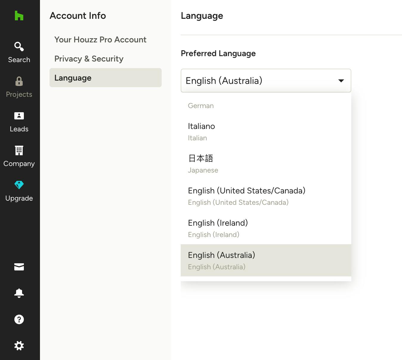 How to Change the Language on Houzz Pro Desktop | Houzz Pro