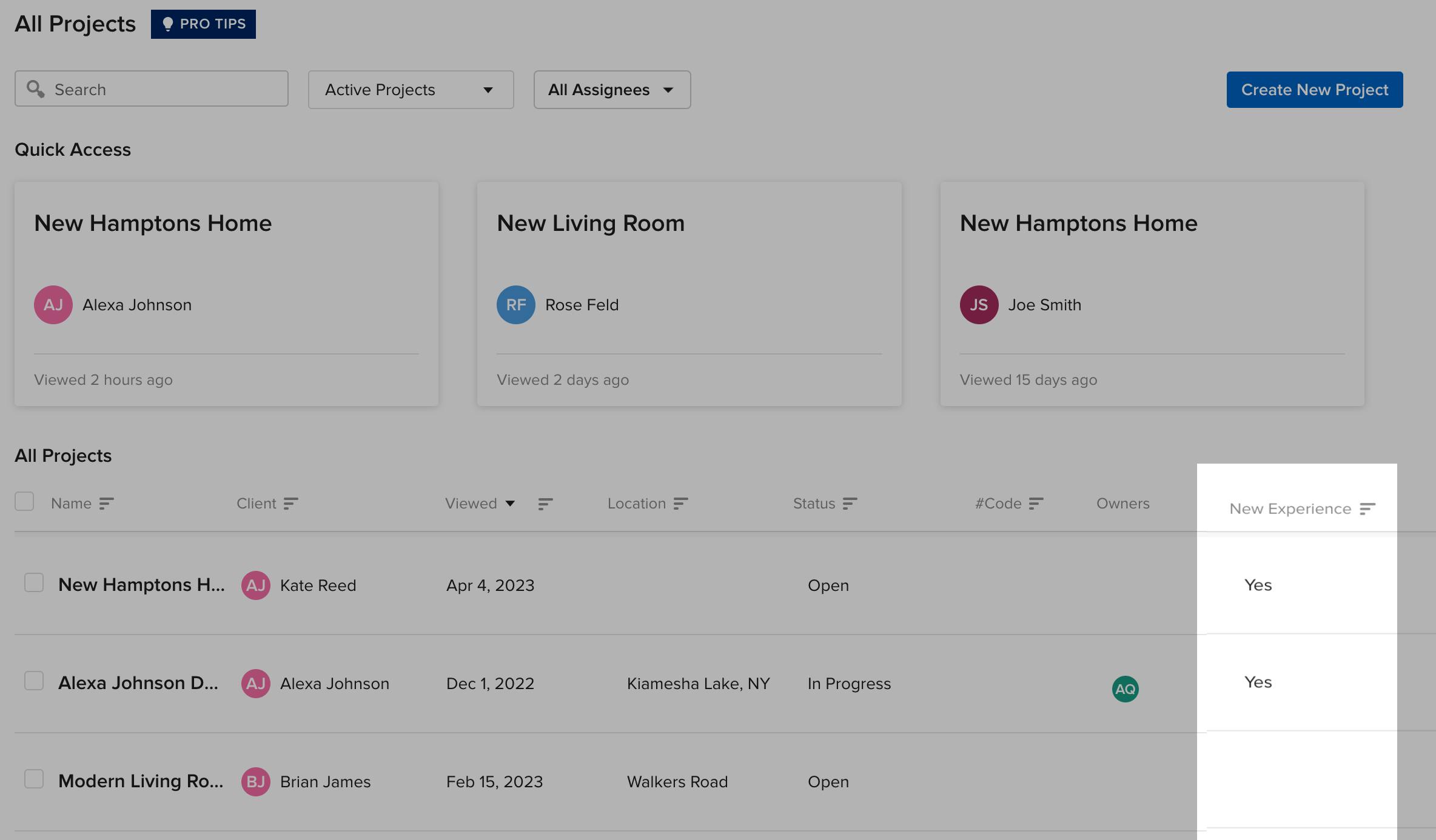 How to Navigate Between New and Old Projects and Reports
